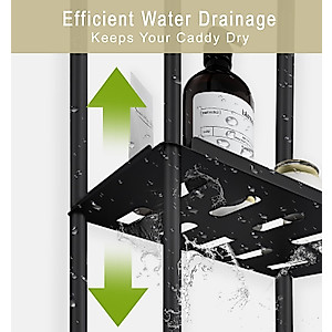 VOTZAAQ Corner Shower Caddy 3 Tier Standing Shower Caddy Corner, Black Shower Rack Bathroom Storage Organizer with Handle, Rustproof Stainless Steel Corner Shelf, Shower Shelf for Inside Shower