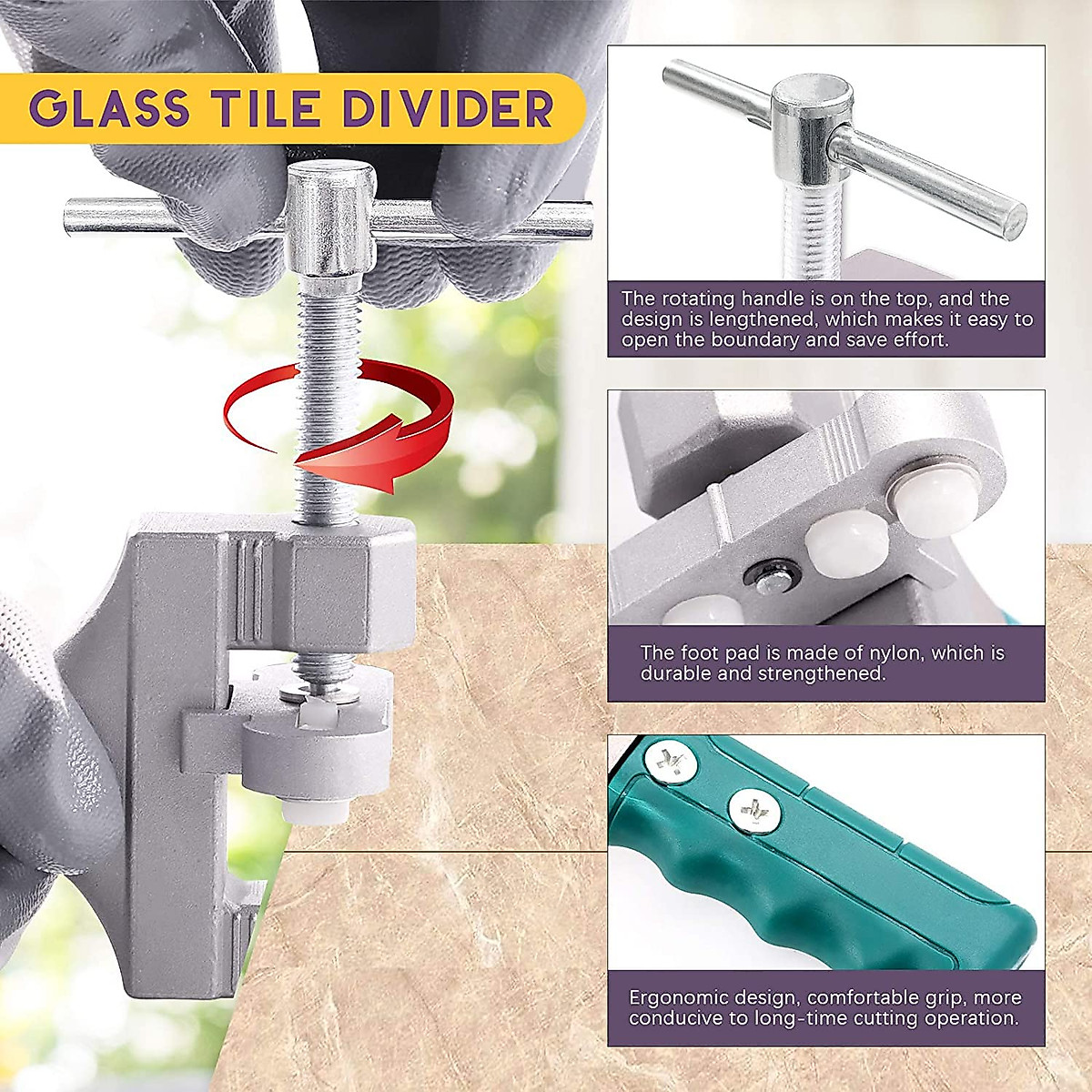 Swpeet 12Pcs 2 in 1 Glass Tile Cutter Tool Kit, Including Glass Breaking Pliers and Glass Cutter, Mirror Cutting Kit, Glass Running Pliers Ceramic Cutting Tool for Easy Glide Glass & Tile Cutter