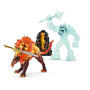 Schleich Eldrador Creatures, Mythical Creatures Toys for Kids, Battle for the Super Weapon Set with Ice Monster and Lava Monster Action Figures, 4 Pieces