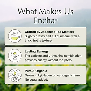 Encha Latte Grade Matcha Powder - Unsweetened, First Harvest, Organic Matcha Green Tea Powder From Uji, Japan (60g/2.12 Ounce) Premium Powder for matcha latte, smoothie | Caffeine, L-Theanine