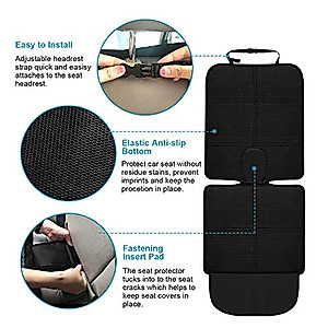 MORROLS Car Seat Protector, 1 Pack Seat Protector Carseat with Thickest Padding, Baby/Pets Car Seat Protector for Child Car Seat-Mesh Pockets-Waterproof-Universal Size(Black)