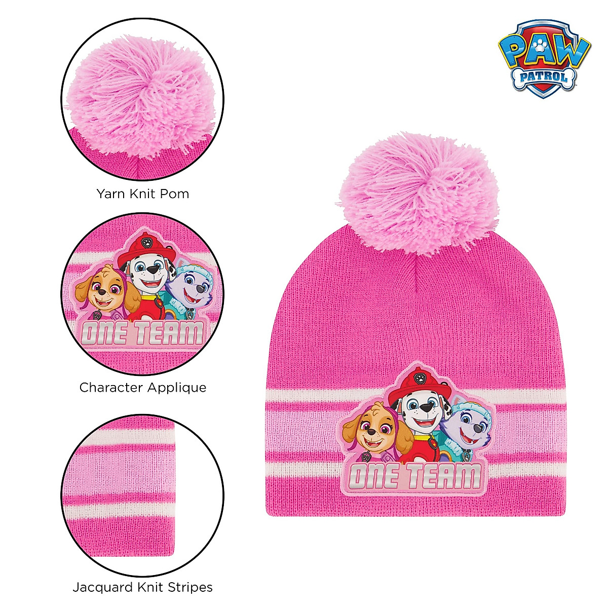Nickelodeon Girls Toddler Winter Hat, Scarf & Mittens Set 2-4 Or Paw Patrol Marshall Hat, Scarves & Kids Gloves Sets 4-7