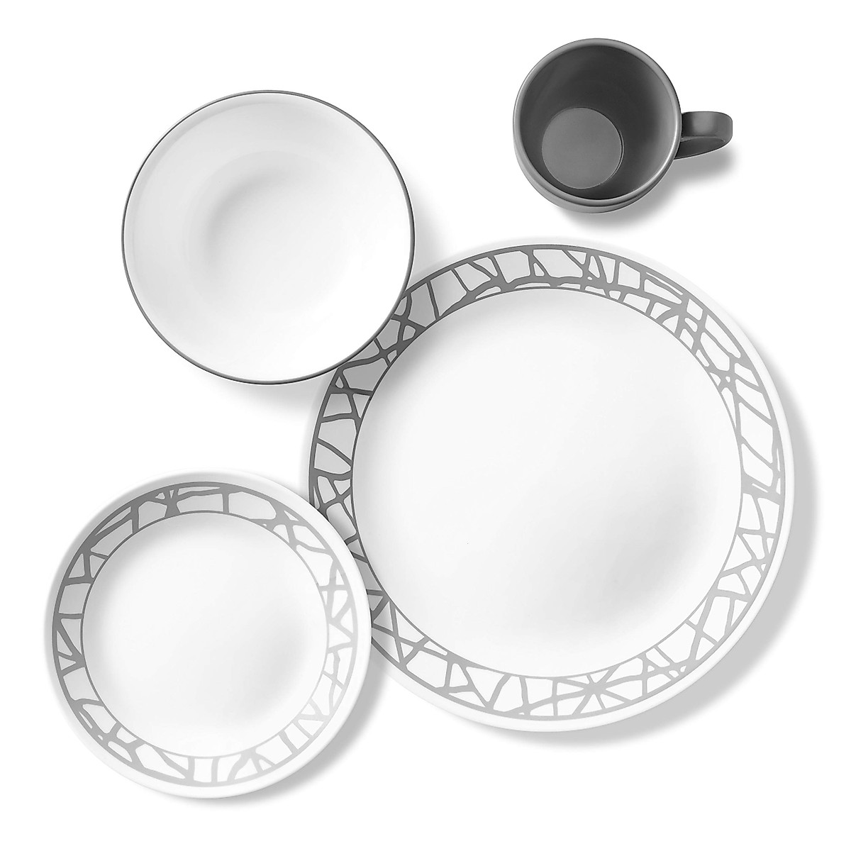 Corelle 3695 16-Piece Dinnerware Set Service for 4, Chip Resistant, Glass, Marble Lines, Vitrelle