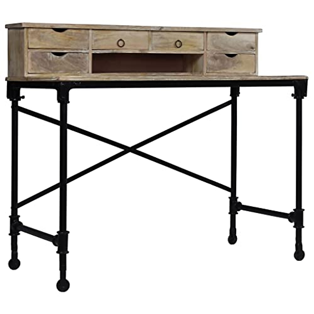 ULUYYUC Writing Desk,Home Office Desk Computer Desks Secretary Desk with Drawers Suitable for Home, Office, Bedroom, Conference Room, etc Solid Mango Wood and Steel 43.3"x19.7"x37.8"