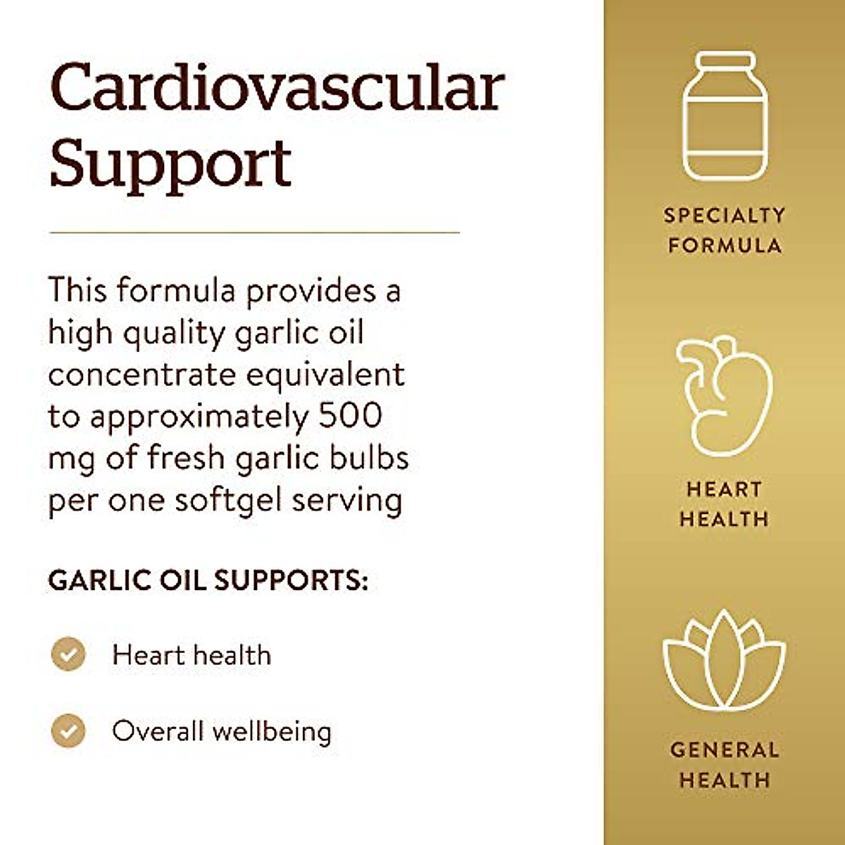Solgar Garlic Oil Perles, 250 Softgels - Natural Cardiovascular Support - Garlic Oil Concentrate, Reduced Odor - Gluten Free, Dairy Free - 250 Servings