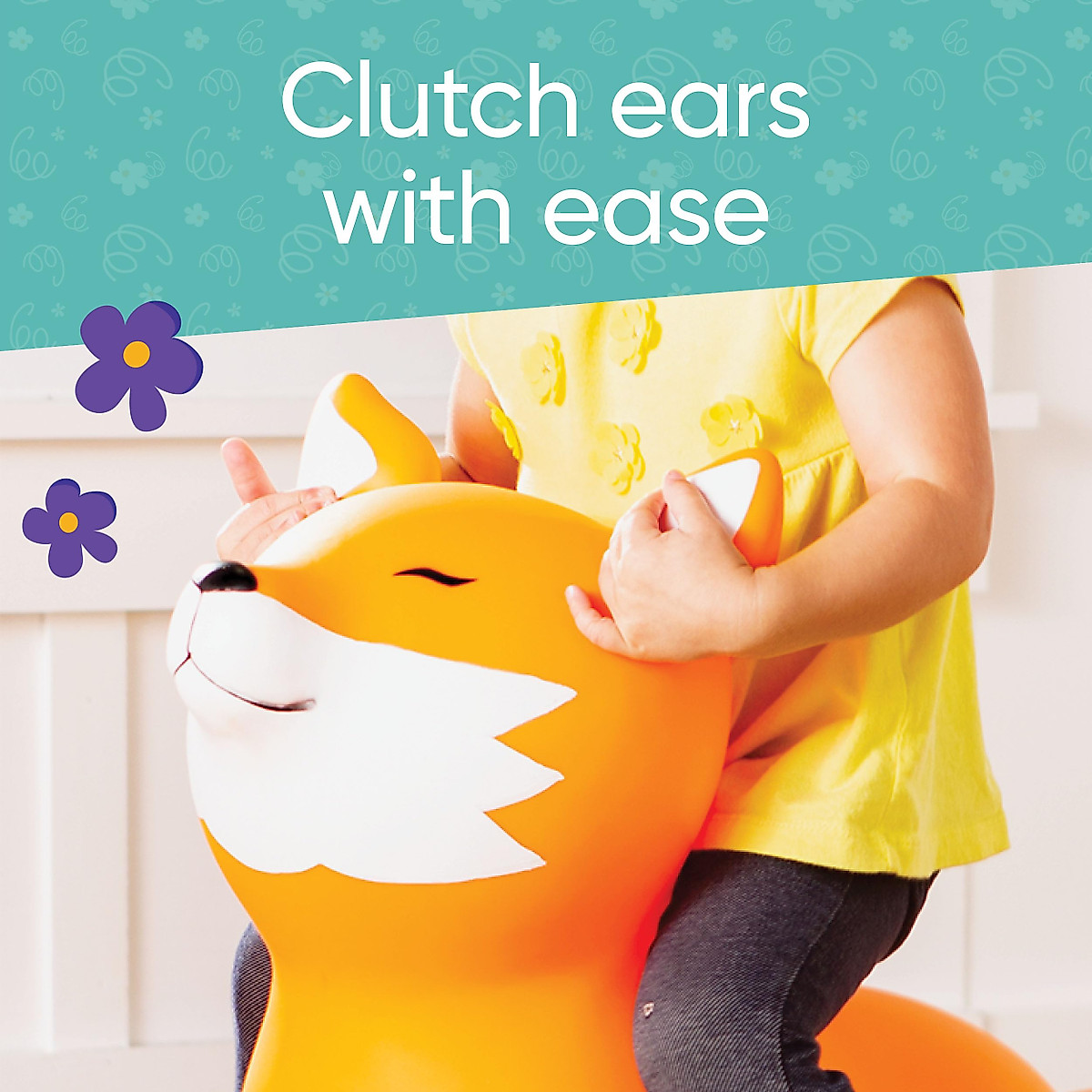 Hearthsong Bouncy Inflatable Animal Jump-Along, 28”L x 13.5”W x 17.5”H, Hand Pump Included, 150 lbs., Ages 12 Months and Up, Fox