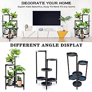YisanCrafts Plant Stand Metal Indoor Outdoor - 6 Tier Tall Corner Plant Shelf, Vertical Flower Pot Holder Stands for Plants Multiple, Foldable Planter Rack Shelves for Patio, Balcony, Garden, Black
