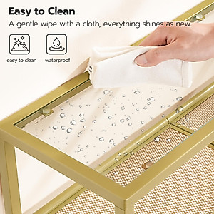 HOOBRO 29.5" Narrow Console Table, 3-Tier Tempered Glass Sofa Table, Small Side Table, Modern Entryway Table, for Entrance, Living Room, Foyer, Hallway Bedroom, Gold GD21XG01G1