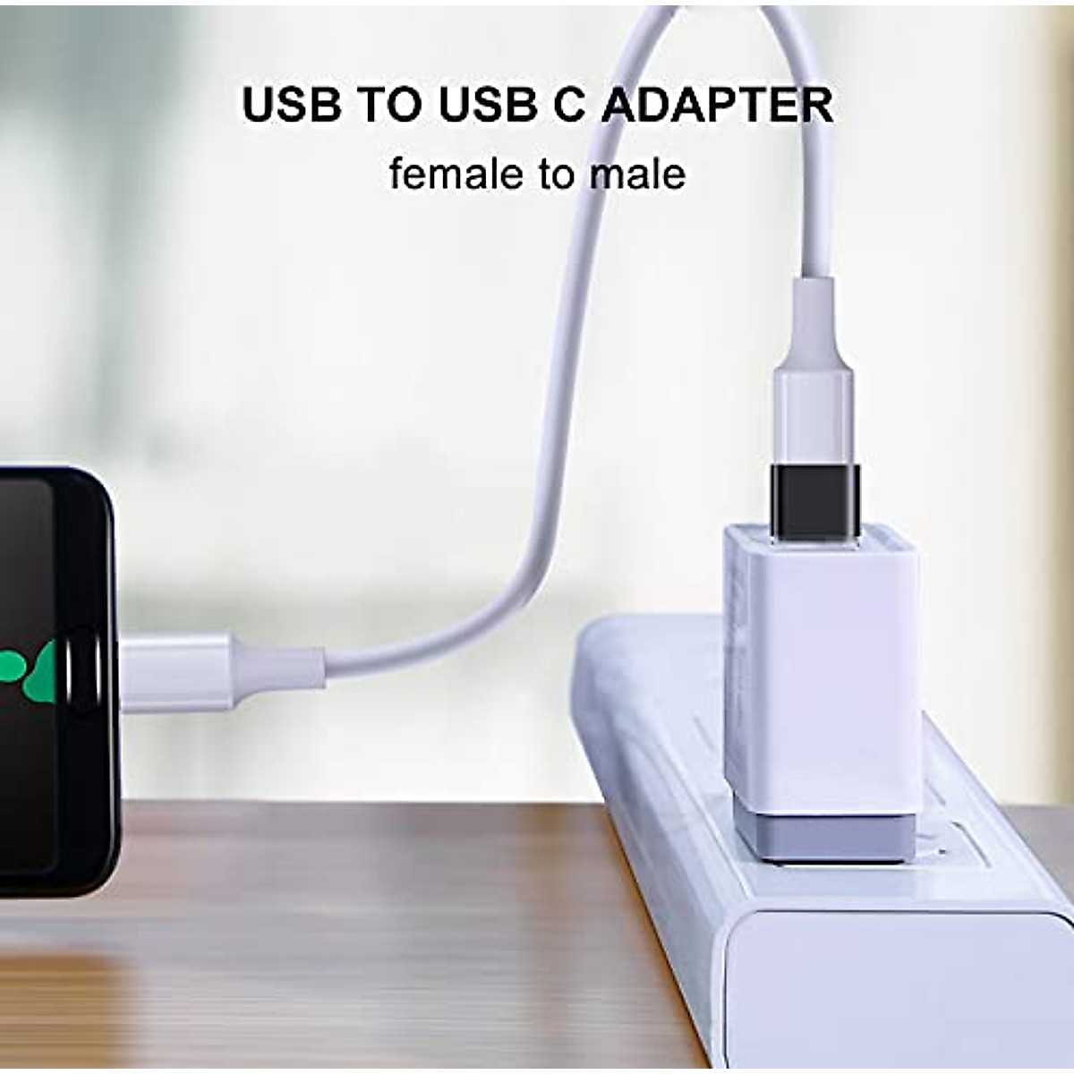 USB C to USB Adapter 4 Pack, USB Female to USB C Male OTG Adapter, USB C Adapter Compatible with MacBook Pro, Samsung Galaxy, Type-C Phones, Laptops, Tablets and More (2 Black and 2 White)