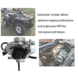 JOD TRX350 Carburetor compatible with Honda Rancher 350 TRX350 350ES 350FE 350FMTE 350TM 2000-2006 atv 4 Stroke Carburetor with Black Throttle Base Cover+Air Filter+Oil Filter+Fuel Filter