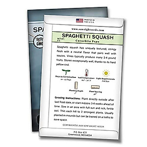 Sow Right Seeds - Squash Seed Collection for Planting - Individual Packets Straightneck Summer, Yellow Scallop, Round Zucchini, Waltham Butternut and Spaghetti Squash, Non-GMO Heirloom Seeds