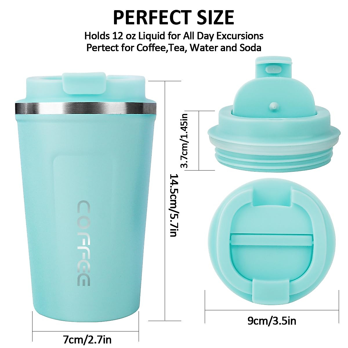 CS COSDDI 12 oz Stainless Steel Vacuum Insulated Tumbler - Coffee Travel Mug Spill Proof with Lid - Coffee Cups for Keep Hot/Ice Coffee,Tea and Beer