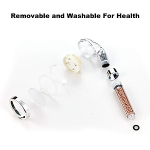 GIFT ZEN Filtered Shower Head with Beads,3-Setting High Pressure Water Saving Ecowater Spa Shower Head for Dry Skin & Hair with 60 Inch Stainless Steel Hose and Bracket