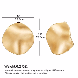 Gold Clip on Earrings for Women Disc Hammered Stud Clip Earrings