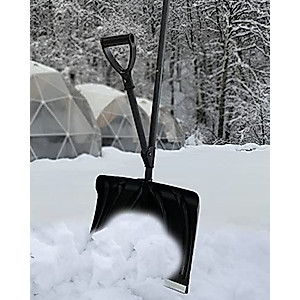 Snow Shovel for Driveway - 18-in Strain-Reducing Snow Shovel with Assisted Handle, Multifunction Emergency Snow Shovel, Lightweight Portable Sport Utility Shovel for Car Home Garage Garden (Black)