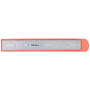 Mitutoyo 182-105, Steel Rule, 6" X 150mm, (1/32, 1/64", 1mm, 1/2mm), 3/64" Thick X 3/4" Wide, Satin Chrome Finish Tempered Stainless Steel
