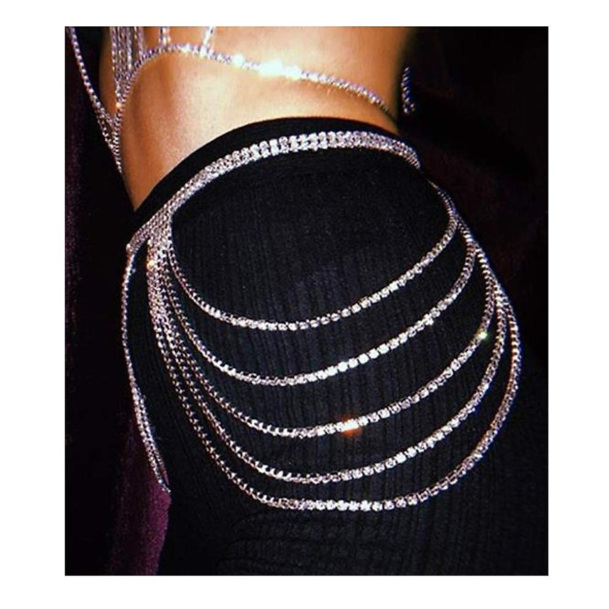 Rhinestone Body Chains Belt Crystal Waist Chains Heart Pendant Summer Beach Waist Body Jewelry Festival Belt Belly Jewelry for Women