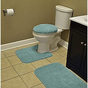 Garland Rug Cabernet Nylon Washable Bath Rug, 3-Piece Rug Set, Sea Foam