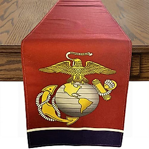 Military US Marine Corps Table Runner,Memorial Day Independence Day Veterans Day Patriotic US Marine Corps Theme Tablecloth Kitchen Dining Table Linen for Indoor Outdoor Home Party Decor 13 x 72 Inch