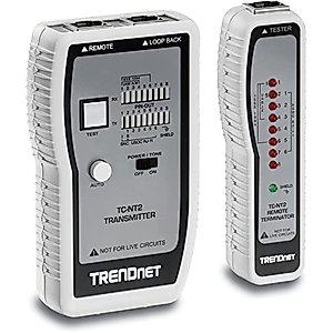 TRENDnet Network Cable Tester, Tests Ethernet, USB and BNC Cables, Accurately Test Pin Configurations up to 300m (984 ft), Local and Remote Testing, Includes BNC to Ethernet Converters, White, TC-NT2