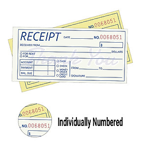 suituts [12 Books] Money and Rent Receipt Books, Pocket Size 2.75x6 Inch 2-Part Carbonless Receipt Book for Small Business (50 Sets Per Book)