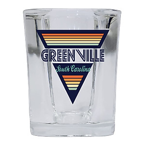 R and R Imports Greenville South Carolina 2 Ounce Square Base Liquor Shot Glass Retro Design