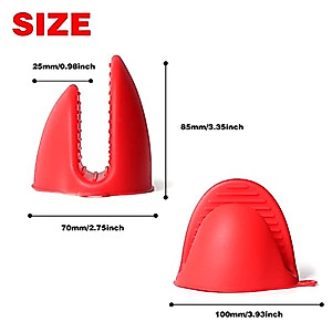Yvnicll Silicone Oven Mitts Heat Resistant for Kitchen, Finger Protector Pot Holder for Kitchen,Cooking,Baking,BBQ - Heat Resistant Gloves（Red）