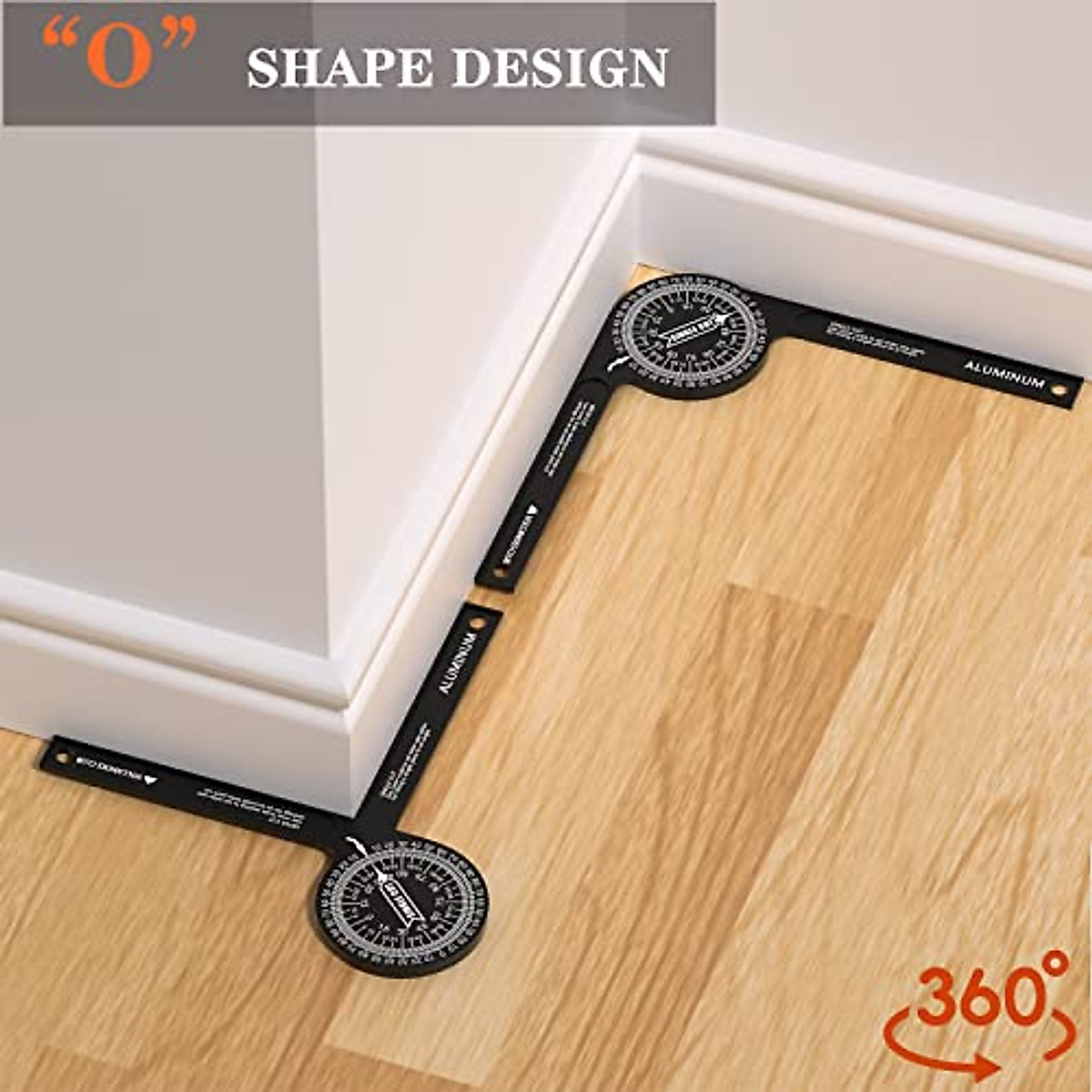 VOLCANOES CLUB Aluminum Angle Finder Gauge- 7’’ Miter Saw Protractor with Precision Laser Scales for Crown Molding - Rust Proof Woodworking Cutting Guide Tool for Carpenters, Plumbers, Building Trades