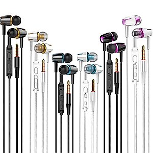 Cianyyee 6Pack Earbuds Headphones Wired with Microphone，in-Ear Earbuds,Noise Isolating,Powerful Heavy Bass, Earphones Compatible with iPhone, iPod, iPad, MP3, Laptops, and Most 3.5mm Jack