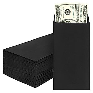 SWESARA 100 Pack Cash Envelopes for Budgeting, 6.7 x 3.5 Inch | Large Pack of Self-Adhesive Money Envelopes for Cash or Coins | Organization Envelopes for Checks, Jewelry, and Small Items(Black)