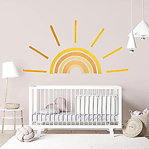 79.9X 42.1 Inch Boho Rainbow Wall Decals Removable Rainbow Wall Sticker Wall Art Vinyl Peel and Stick Rainbow Decals for Girls Kids Bedroom Nursery Playroom Decor