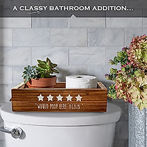 MAINEVENT Five Stars Rustic Decor Box, One Box with Funny Saying Design on 2 Sides, Funny Toilet Paper Holder for Farmhouse Bathroom Decor, Toilet Tank Basket, Toilet Organizer, Diaper Organizer,