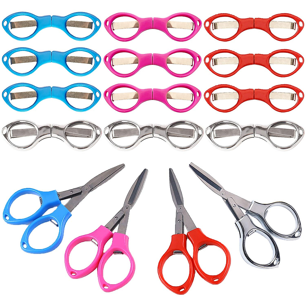 Folding Scissors,16 Pack Safe Portable Travel Scissors,Foldable Small Scissors Small Sewing Scissor,Stainless Steel Telescopic Cutter Used for Home Office