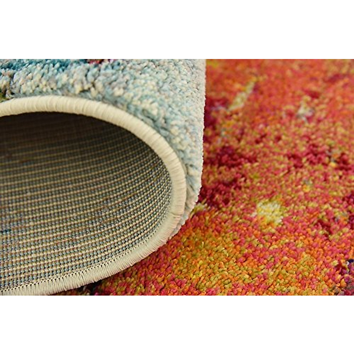 Unique Loom Estrella Collection Distressed, Floral, Abstract, Modern, Bright Colors Area Rug, 5' 0" x 8' 0", Multi/Blue