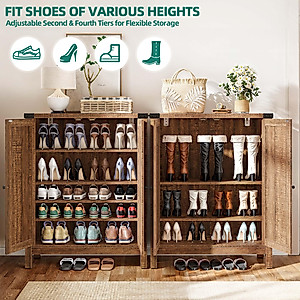 YITAHOME Shoe Cabinet with Doors, Farmhouse 5-Tier Shoe Storage Cabinet for Entryway, Large Capacity Wooden Shoes Rack Organizer for Entryway/Hallway/Closet, Brown