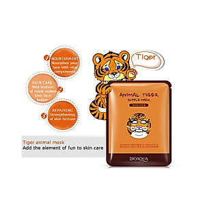 BIOAQUA Animal Face Mask Sheet Enriched with Natural Serum for Radiant and Nourished Skin At Home Spa Moisturizing Facial with Fun Animal Characters: Panda Tiger Sheep Dog (4 Sheets Variety Pack)