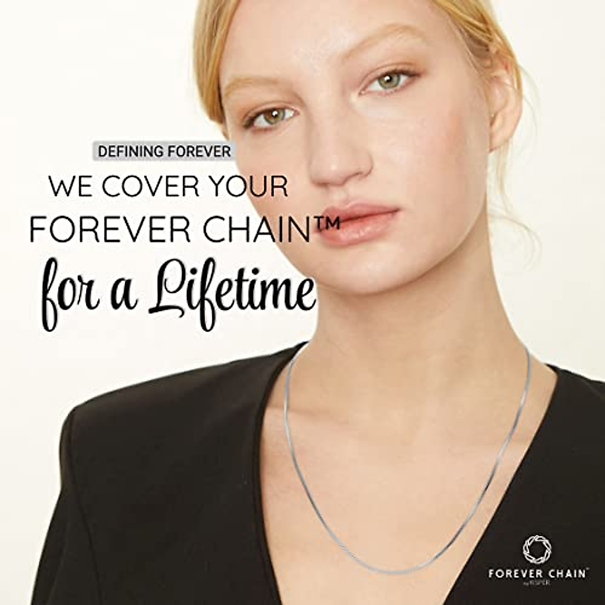 KISPER 24k White Gold Box Chain Necklace – Thin, Dainty, White Gold Plated Stainless Steel Chains for Women & Men with Lobster Clasp, 22"