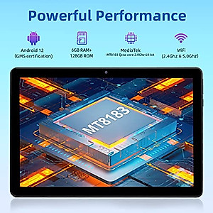 weelikeit Android 12 Tablets 10 inch, 6GB RAM 128GB ROM Tablet, 2.0GHz Octa-core Android Tablet with 5G WiFi,10.1 IPS Glass Touch Screen, 6000 mAh, Bluetooth 5.0, 8MP+13MP Cameras, GPS(Gray)