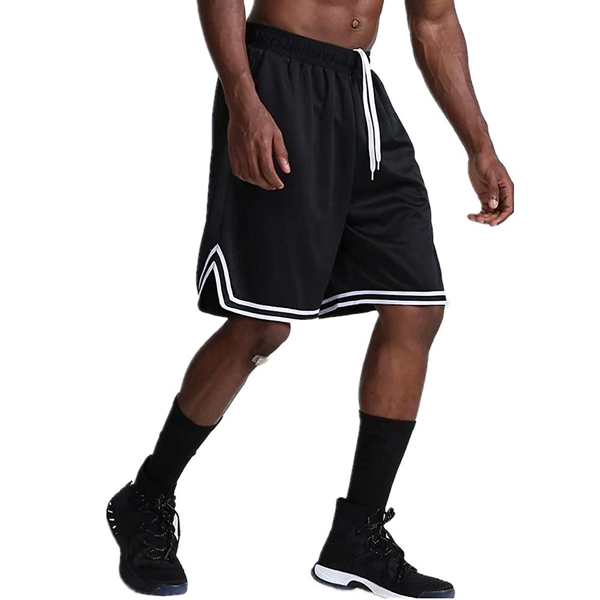 OPALOS 3 Pack Basketball Shorts for Men with Zipper Pockets,Active Athletic Shorts (Black.White.Grey, XXL)