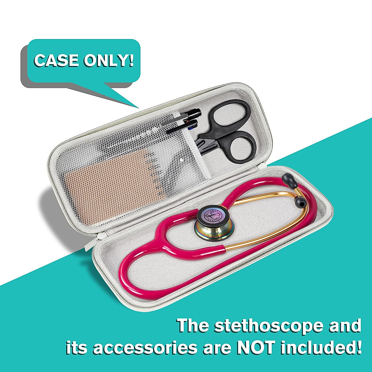 ProCase Stethoscope Case for 3M Littmann Classic III, Lightweight II S.E, MDF Acoustica Stethoscope, Cardiology IV Stethoscope, Hard Travel Carrying Case for Nurse -Grey