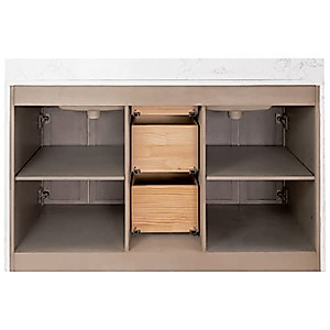 Kitchen Bath Collection Palisade 60-inch Double Bathroom Vanity (Engineered Marble/Gray Oak): Includes Gray Oak Cabinet with Engineered Marble Waterfall Countertop and White Ceramic Sinks