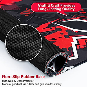 Canjoy Extended Mouse Pad (31.5x15.7inch), XXL Large Gaming Mouse Pad with Stitched Edges Mouse Mat Desk Pad with Superior Micro-Weave Cloth, Non-Slip Base, Waterproof Keyboard Pad (Black Red)