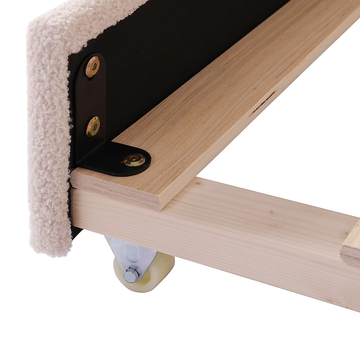 Luxo Abode Full Size Teddy Fleece Upholstered Daybed with Smart LED Light and Trundle, Solid Wood Bed Frame, Easy to Assembly and No Box Spring Need, for Bedroom, Apartment, Guest Room, Beige