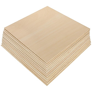 12 Pack 11.8 × 11.8 Inch Basswood Sheets Thin Wood Sheets Plywood Board Basswood Sheets 1/8 inch Square Unfinished Wood Boards for Crafts, DIY Project, Mini House Building Architectural Model Making