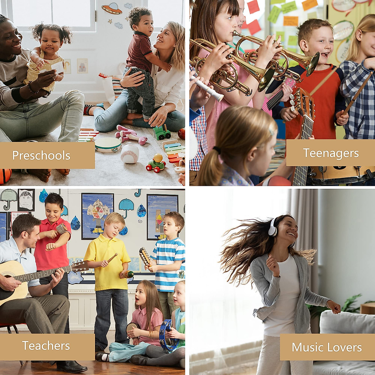 TOLEAD 32 Notes Glockenspiel Kit Xylophone Bell Percussion Instruments with Adjustable Height Stand, Practice Pad Mallets & Wooden Drumsticks, Portable Carrying Bag