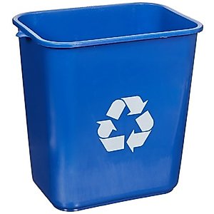 Impact Soft-Sided Recycle Logo Plastic Wastebasket, 28 qt, Polyethylene, Blue