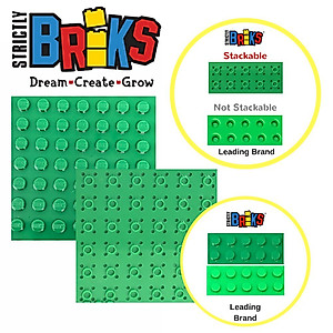 Strictly Briks Compatible with Lego 4 Pack Classic Stackable Baseplates 10x10 in, Building Bricks Plates with 32 x 32 Studs, Towers, Shelves, 4 Plates & 30 Stackers, Lavender