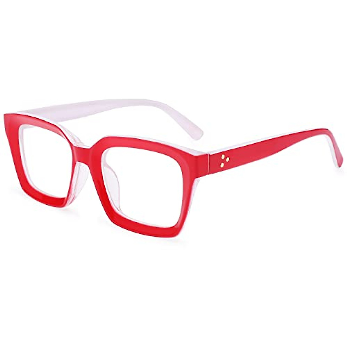 Hycredi Classic Square Eyewear Non-prescription Clear Lens glasses for Women Men Thick Square Frame Eyeglasses-Red