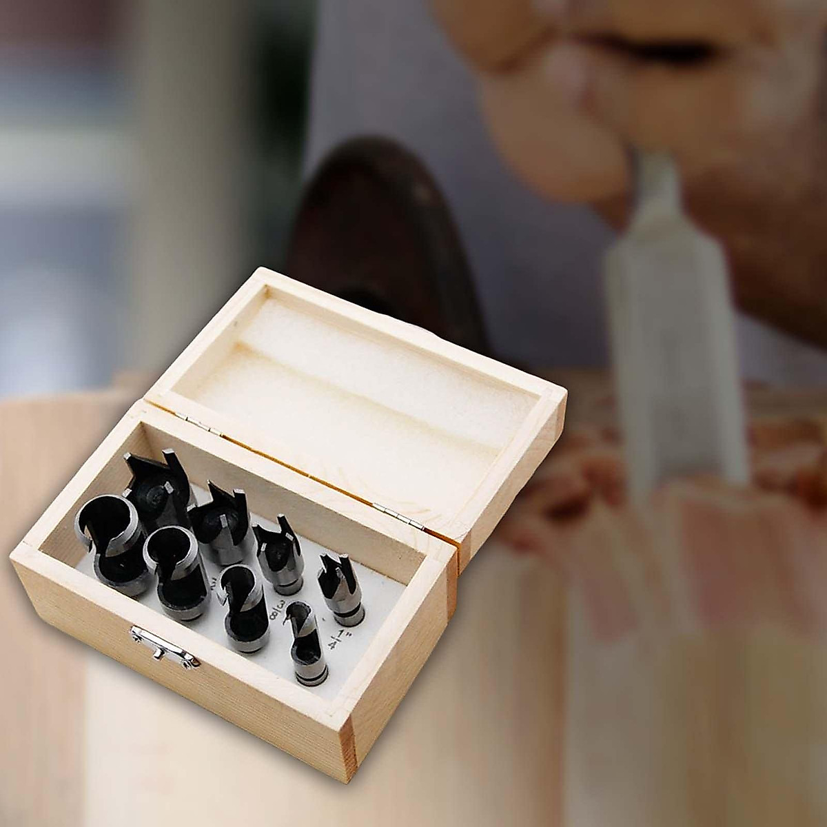 8pcs Wood Plug Cutter Cork Drill Straight And Tapered Taper 5/8" 1/2" 3/8" 1/4" Woodworking Cutting Tool