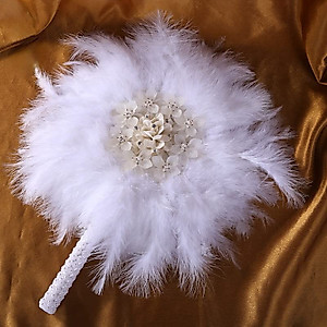 African Custom Bride Feather Hand held Fan DIY Handmade Lace Fan Luxury Dance Fan Hand Held Photo Prop for Wedding Wedding Favor